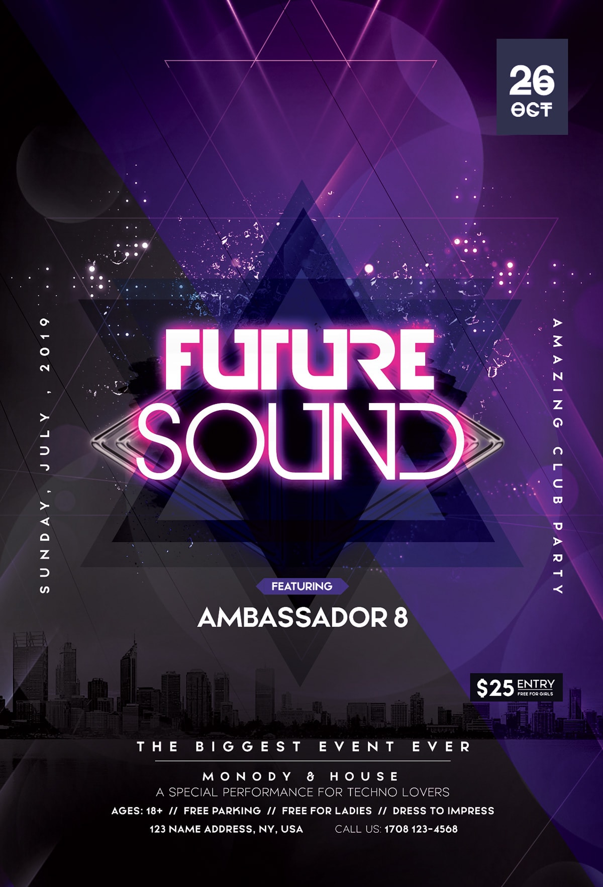 Future Sound – Free Futuristic PSD Flyer Template - PSDFlyer
