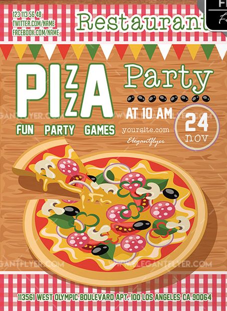 Pizza Party Flyer Template Free Professional Sample Template Collection