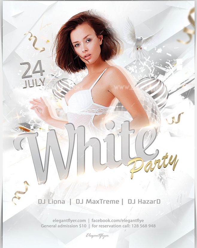 All White Party Flyer Template Free Great Template Inspiration