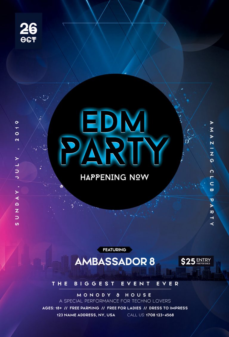 EDM DJ Party – Free PSD Flyer Template for Events - PSDFlyer