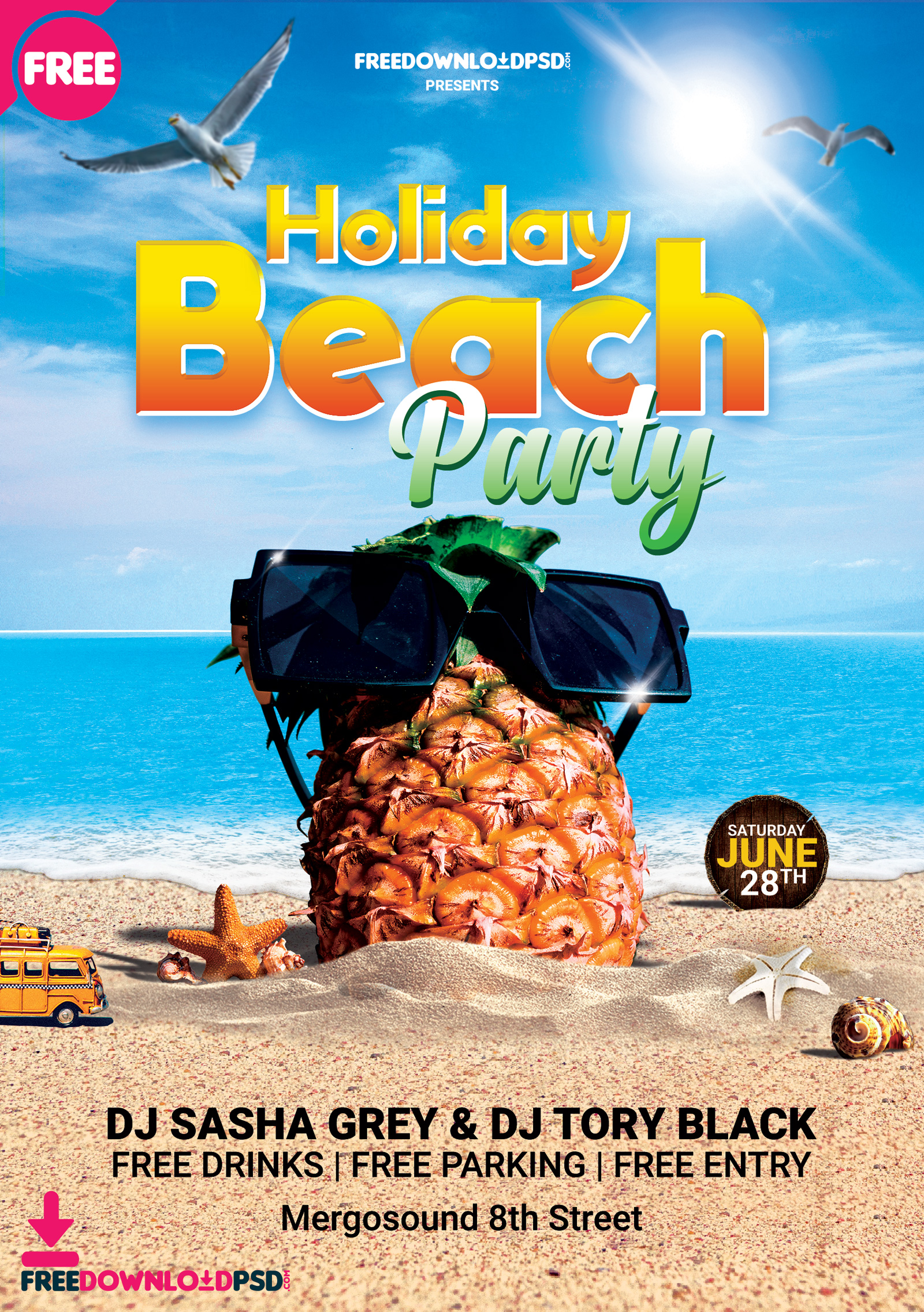 Beach Party Flyer Template Free Psd Printable Templates
