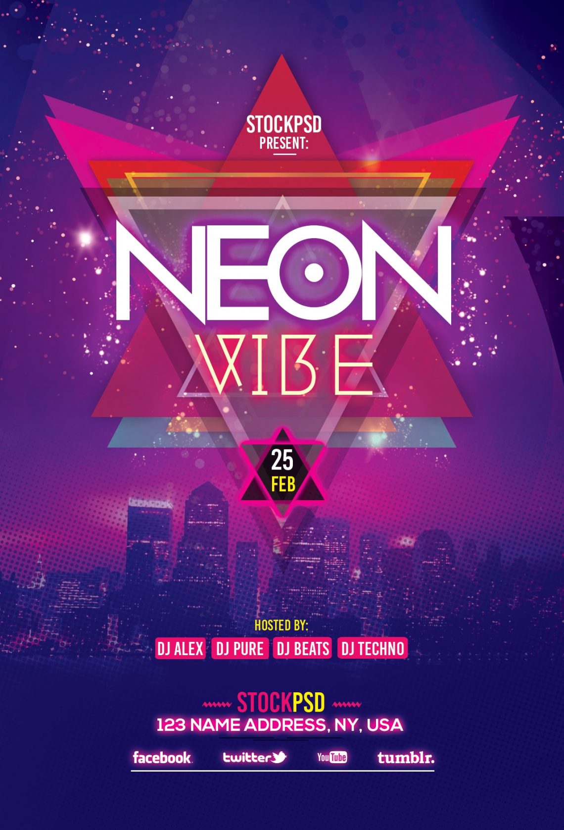 Neon Vibe – Free PSD Flyer Template - PSDFlyer