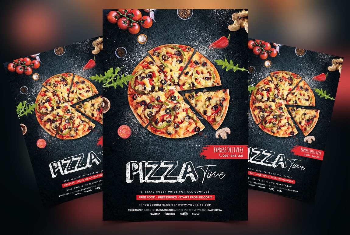Pizza Restaurant Free PSD Flyer Template PSDFlyer