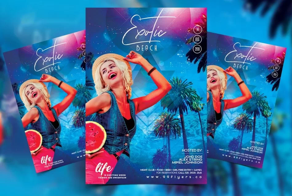 Exotic Summer Party Free PSD Flyer Template - PSDFlyer