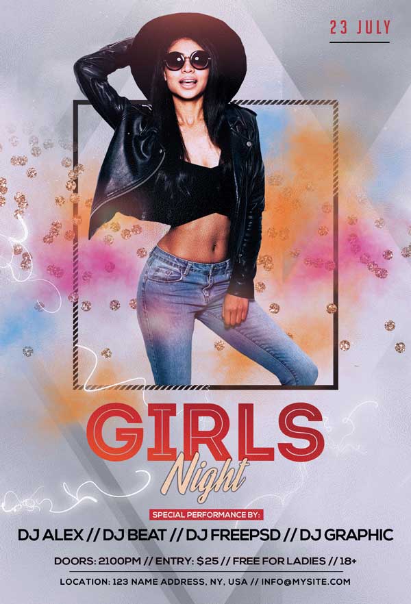 Girls Night Event Free PSD Flyer Template - PSDFlyer