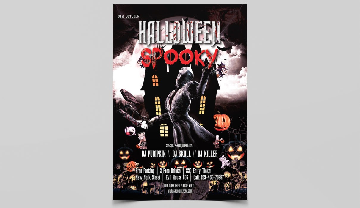 Halloween Spooky Free PSD Flyer Template - PSDFlyer