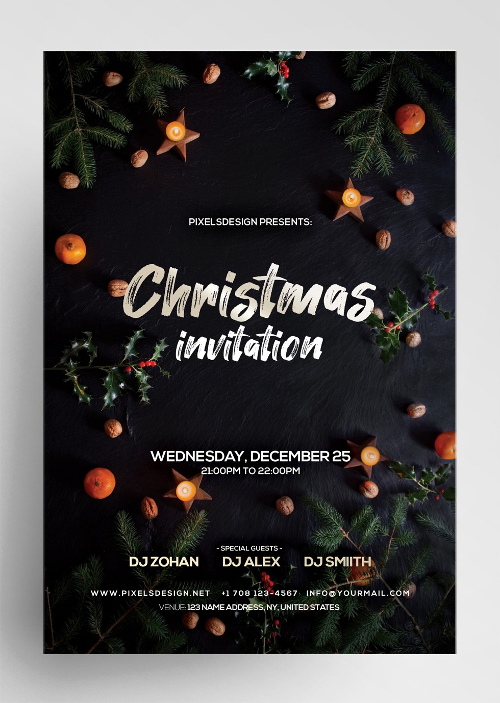 Clean Christmas Invitation Freebie PSD Template - PSDFlyer