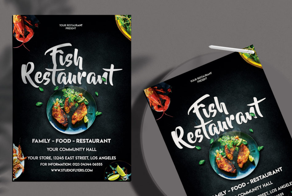 Fish Restaurant Ad Free PSD Flyer Template PSDFlyer