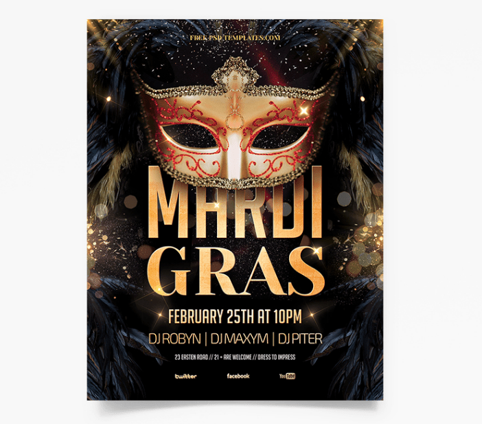 Mardi Gras Festival Free PSD Flyer Template PSDFlyer