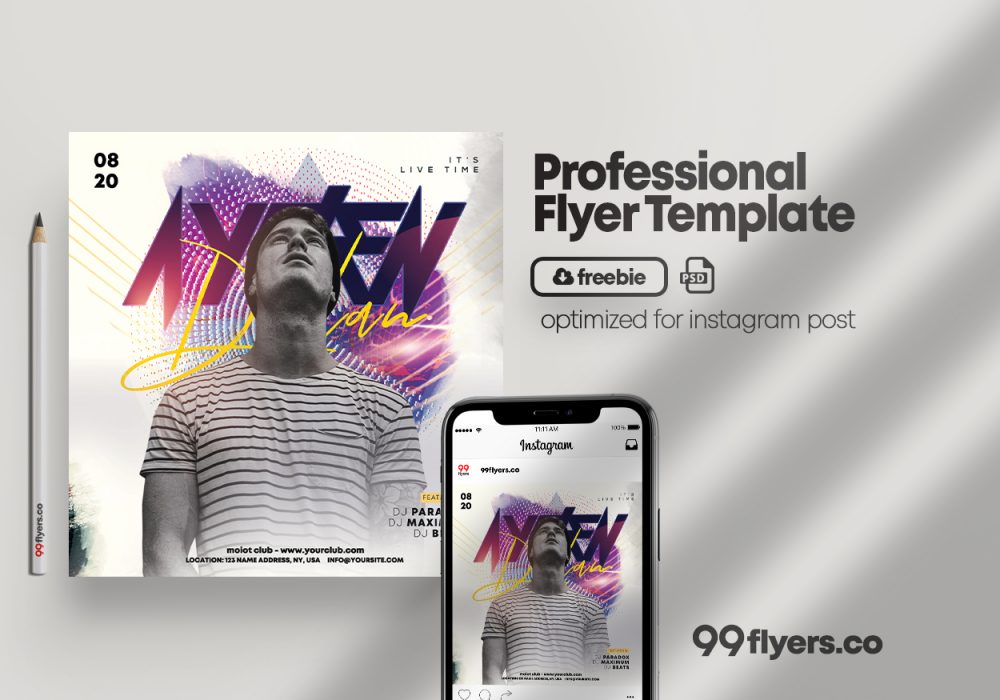 Free DJ Live Performance Flyer Template in PSD - PSDFlyer