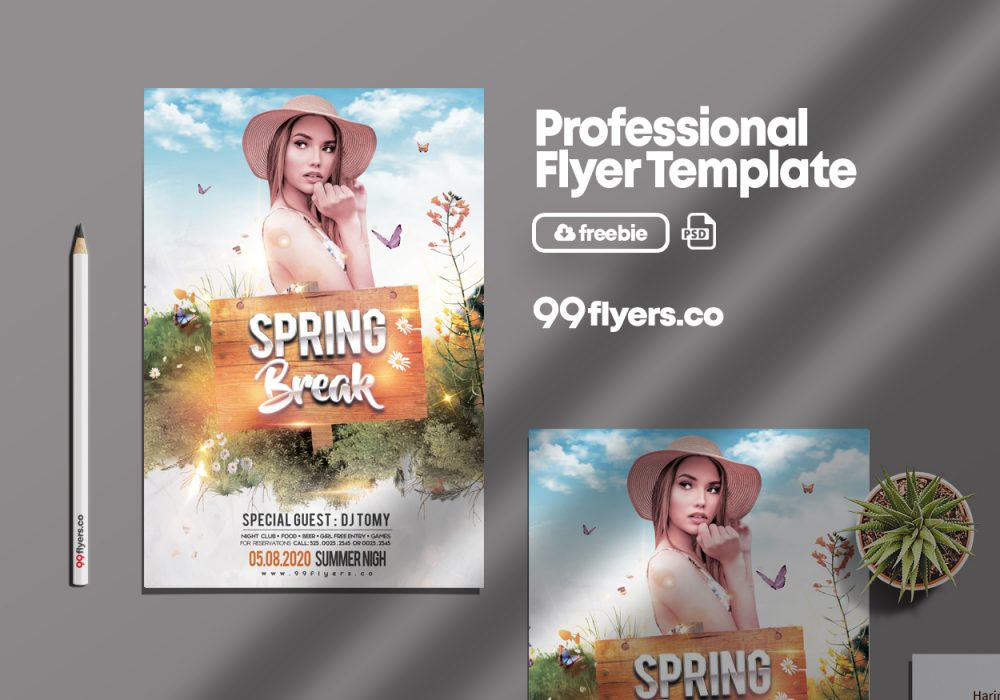 Free Spring Break Event Flyer Template in PSD - PSDFlyer