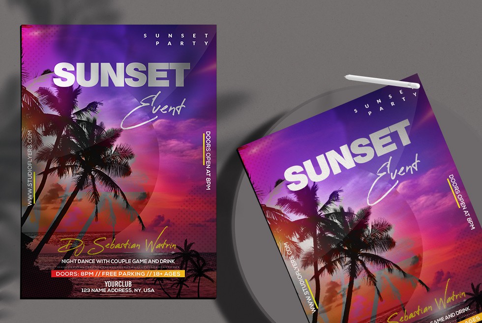 Free Sunset Event Flyer Template in PSD - PSDFlyer