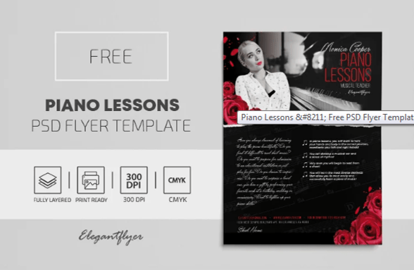 Free Piano Lessons Flyer Template In PSD PSDFlyer