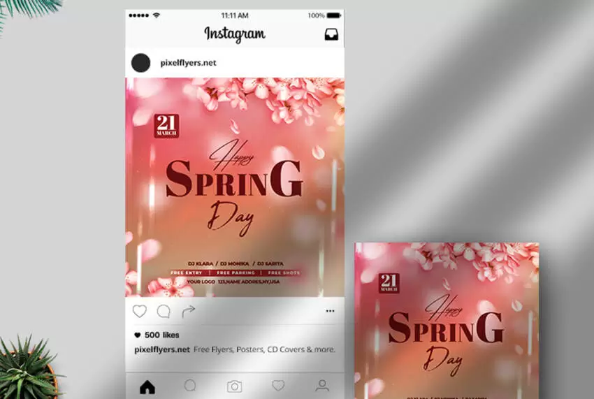 Happy Spring Day Free PSD Instagram Banner - PSDFlyer